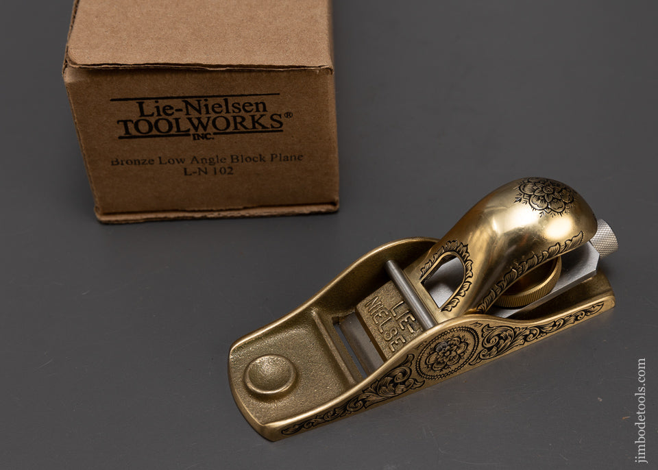 Stunning LIE NIELSEN No. 102 Low Angle Bronze Block Plane Lavishly Eng ...