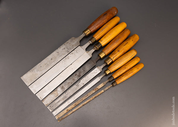 Amazing Set of 8 MARPLES Boxwood Handled Paring Chisels - 114884 ...