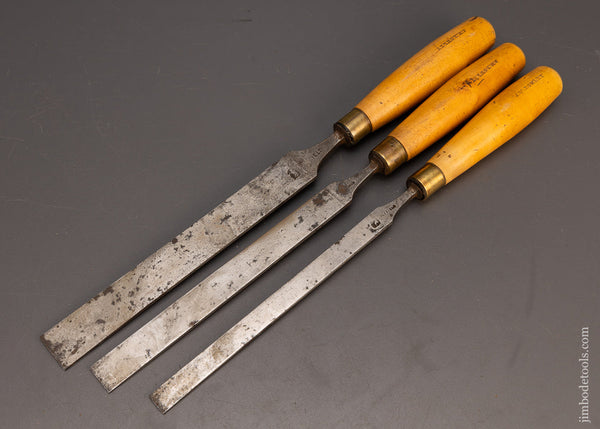 Excellent SORBY Set of 3 Boxwood Handled Long, Thin Paring Chisels - 1 ...