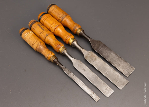Set of 4 Good Swedish Bevel Edge Tang Firmer Chisels by WALLINS - 1150 ...