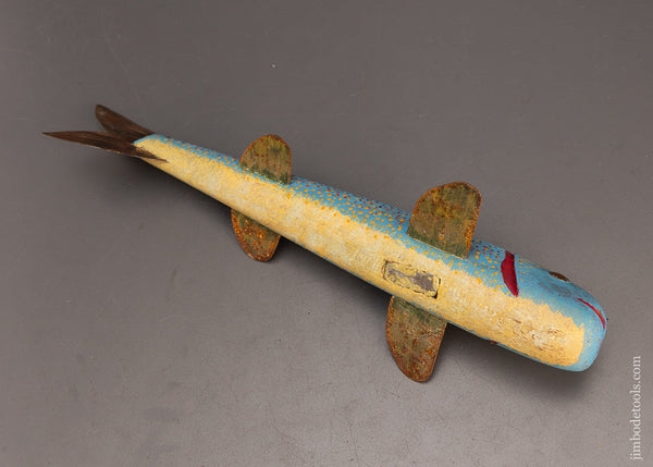 Beautiful 12 3/4 Inch Hand Carved Fish Decoy by ROB’T. LINDNER, Claren ...