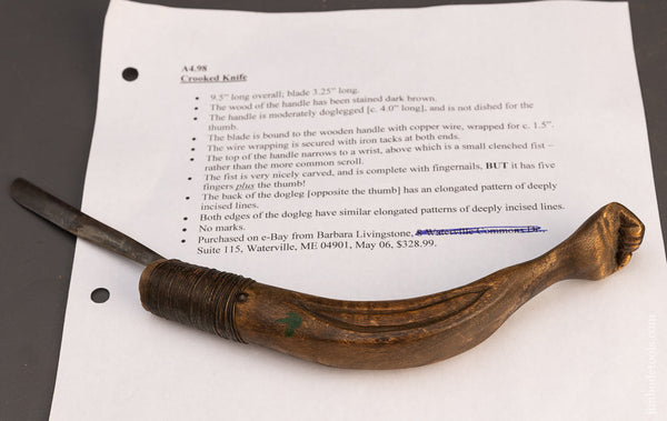 Hand Carved Clenched Fist Crooked Knife - 115584 – Jim Bode Tools