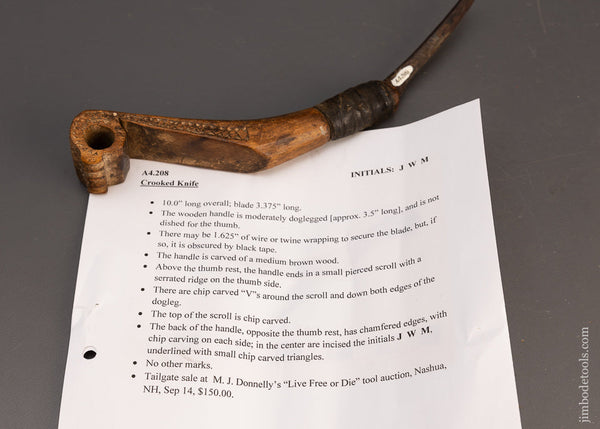 Pretty Chip Carved Fiddle Back Native American Crooked Knife - 115587 ...