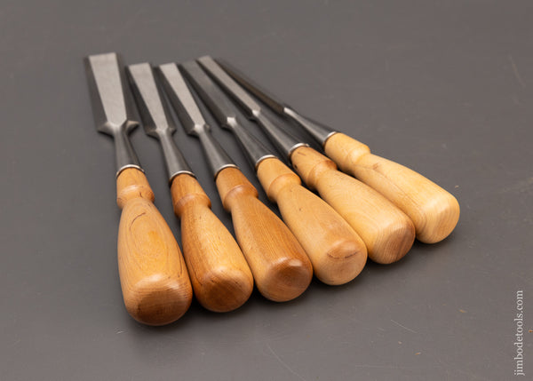 Mint Set of 6 LIE NIELSEN Bevel Edge Socket Chisels with Leather Roll ...