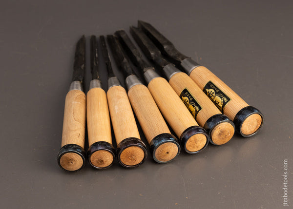 Mint & Unused Graduated Set of 7 Japanese Heavy Mortise Chisels - 1160 ...
