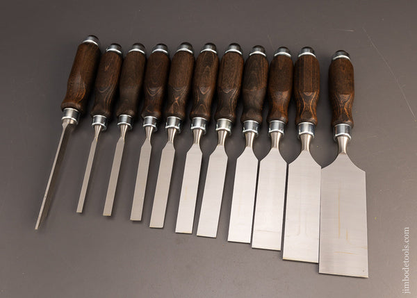Mint Set of 11 Tang Firmer Chisels by NAREX - 116161 – Jim Bode Tools