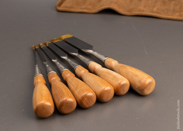 Mint Set of 6 LIE NIELSEN Bevel Edge Chisels with Leather Roll - 11659 ...