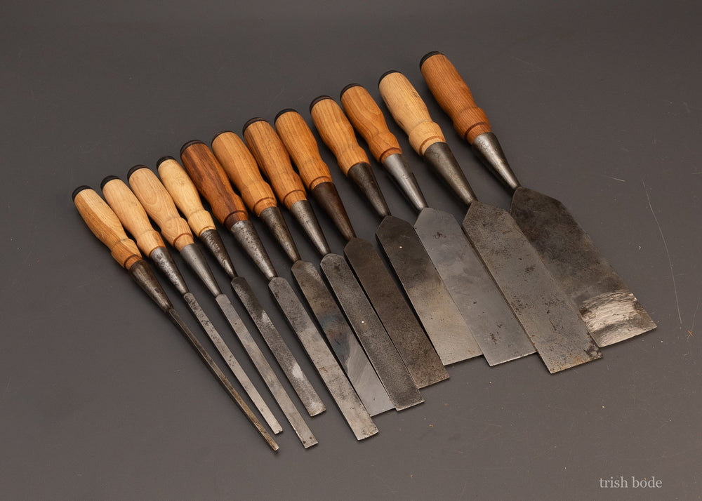 Fine Complete Set of 12 T.H. WITHERBY Square Edge Socket Firmer Chisel ...