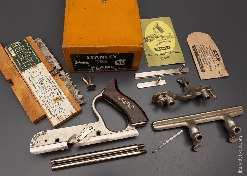 STANLEY No. 50 Combination Plow Plane Near Mint in Box 100% Complete ...