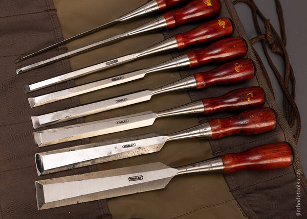 Spectacular Set of 8 STANLEY No. 20 EVERLASTING CHISELS with Decals ...
