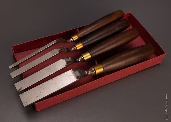 4 Piece Wood Cranked Chisel Set Near Mint in Box Rosewood CROWN - 1075 ...