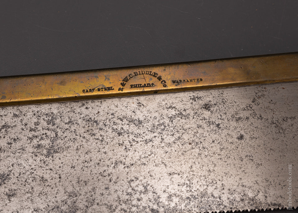 R. & W. C. BIDDLE & CO. PHILADA Triple Cove Conical Nut Brass Back Saw ...