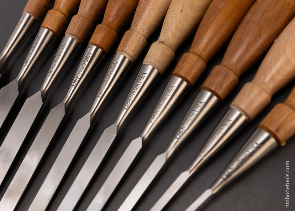 Mint Set of 10 LIE NIELSEN Bevel Edged Bench Chisels in Leather Roll ...
