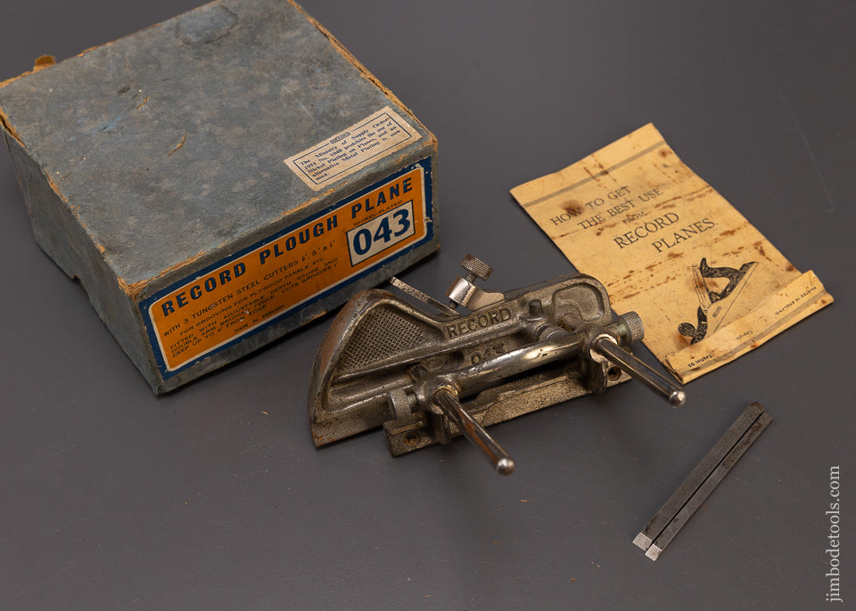 RECORD 043 Plow Plane 100% Complete in Box - 108573 – Jim Bode Tools