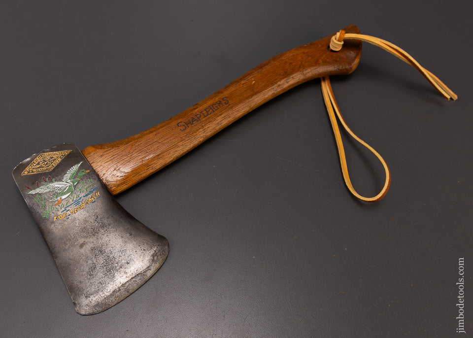 Rare Embossed SHAPLEIGH HARDWARE FOR SPORTSMAN Hatchet with Original P ...