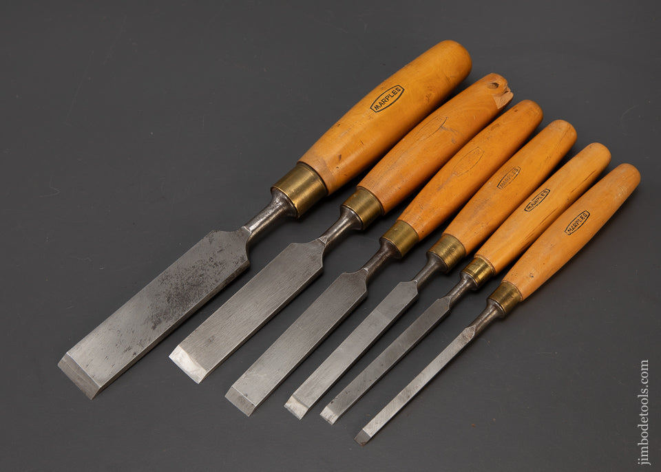 Set of 6 MARPLES Square Edge Tang Firmer Chisels with Boxwood Handles ...