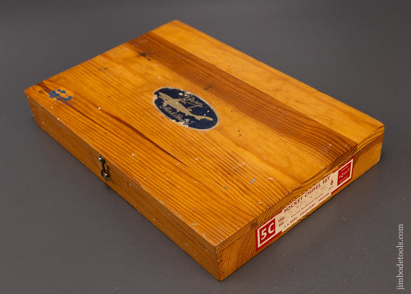 Very Fine E.A. BERG Set of 6 Bevel Edge Socket Chisels Near Mint in Bo ...