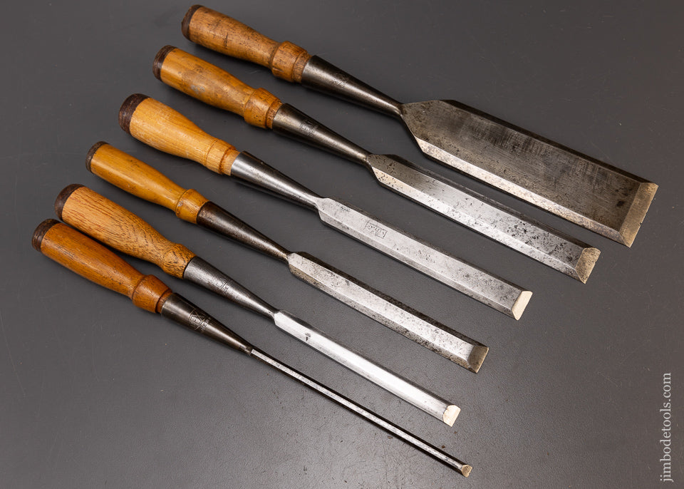 Good User Set of 6 P.S. & W. PEXTO Bevel Edge Socket Firmer Chisels ...