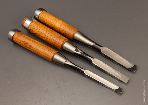 Fine Set of 3 Japanese Blue Steel Mortise Chisels - 110640 – Jim Bode Tools