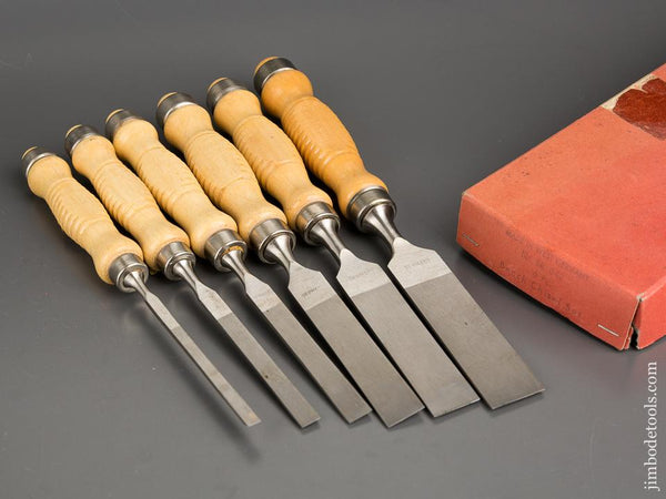 UNUSED! Set of Six German BRACHT Bench Chisels MINT with Decals and Ca ...