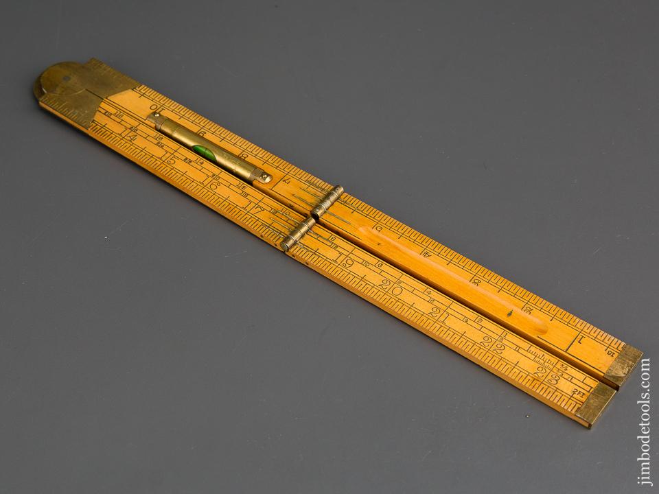 MINT Two Foot Four Fold LUFKIN N. 863L Boxwood & Brass Rule & Level ...