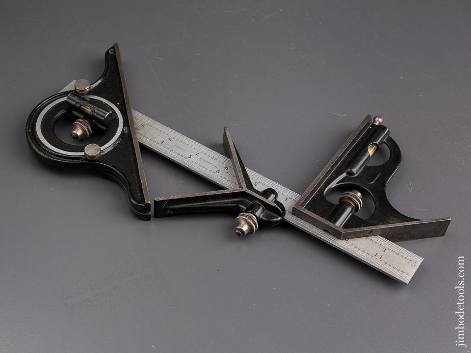 Three Piece STARRETT Combination Square Set with MINT 12 inch STARRETT ...