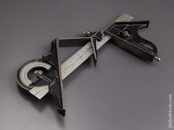 Three Piece STARRETT Combination Square Set with MINT 12 inch STARRETT ...