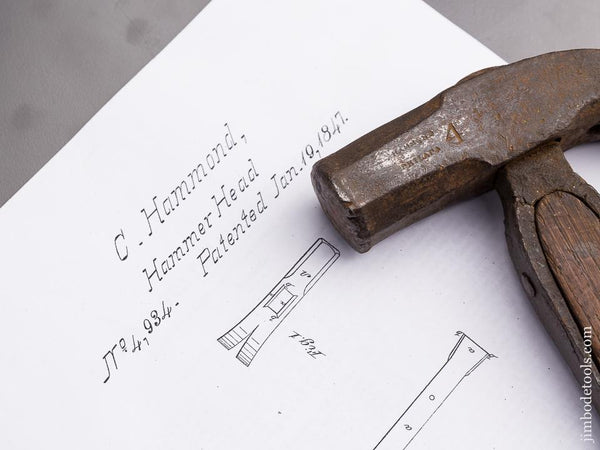 Very Rare! HAMMOND Patent January 19, 1847 Strapped Hammer - 85708U ...