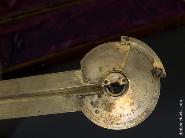 Stunning BECK's Patent Protractor NEAR MINT in Original Dovetailed Cas ...
