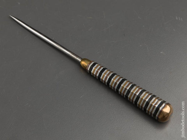 Remarkable Awl with Stacked Brass, Copper, Nickel, and Ebony Handle ...