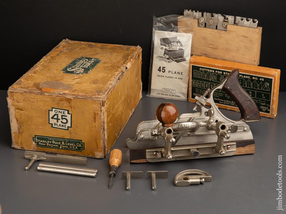 STANLEY No. 45 Combination Plane 100% Complete and MINT in Original Bo ...